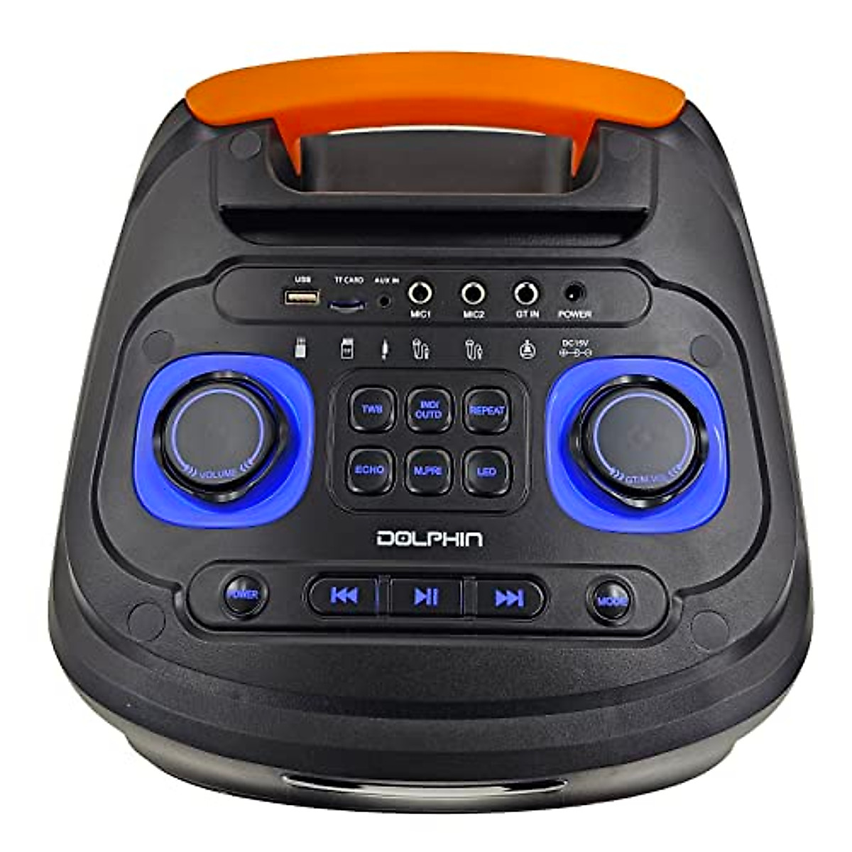 Dolphin New SP-1060RBT: Crisp & DEEP BASS - Dual 10" Bluetooth Portable Speaker w/Light Show - Rechargeable Speaker | Immersive Sound, Vibrant LED Lights, Wireless Connectivity