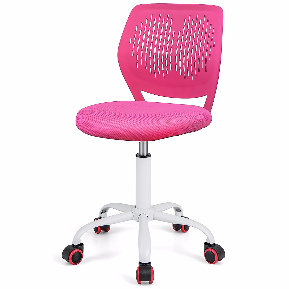 HONEY JOY Kids Desk Chair, Children Study Chair w/Adjustable Height, Low Back, Swivel Rolling Mesh Task Student Chair, Kids Computer Chair for Teens Girls Boys Home/School/Office (Rose)