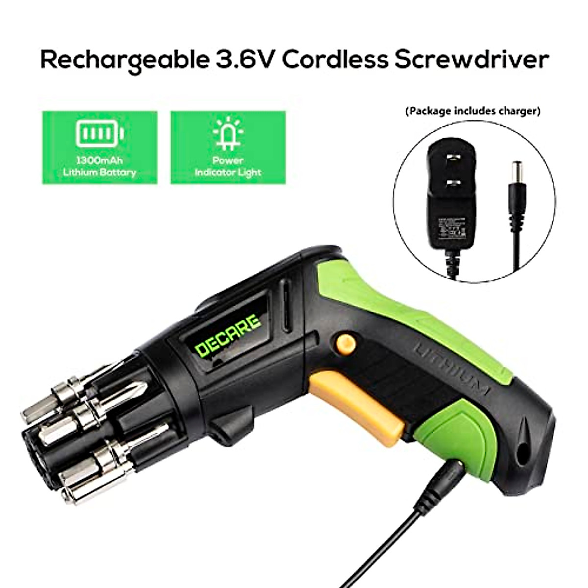 Decare Electric Cordless Screwdriver Rechargeable 3.6V Power Tools- Small Tool Set for Women and Men