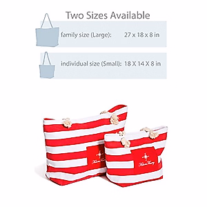 Fishers Finery Zippered Beach Bags and Totes Travel Tote Weekender Bags (Red, S)