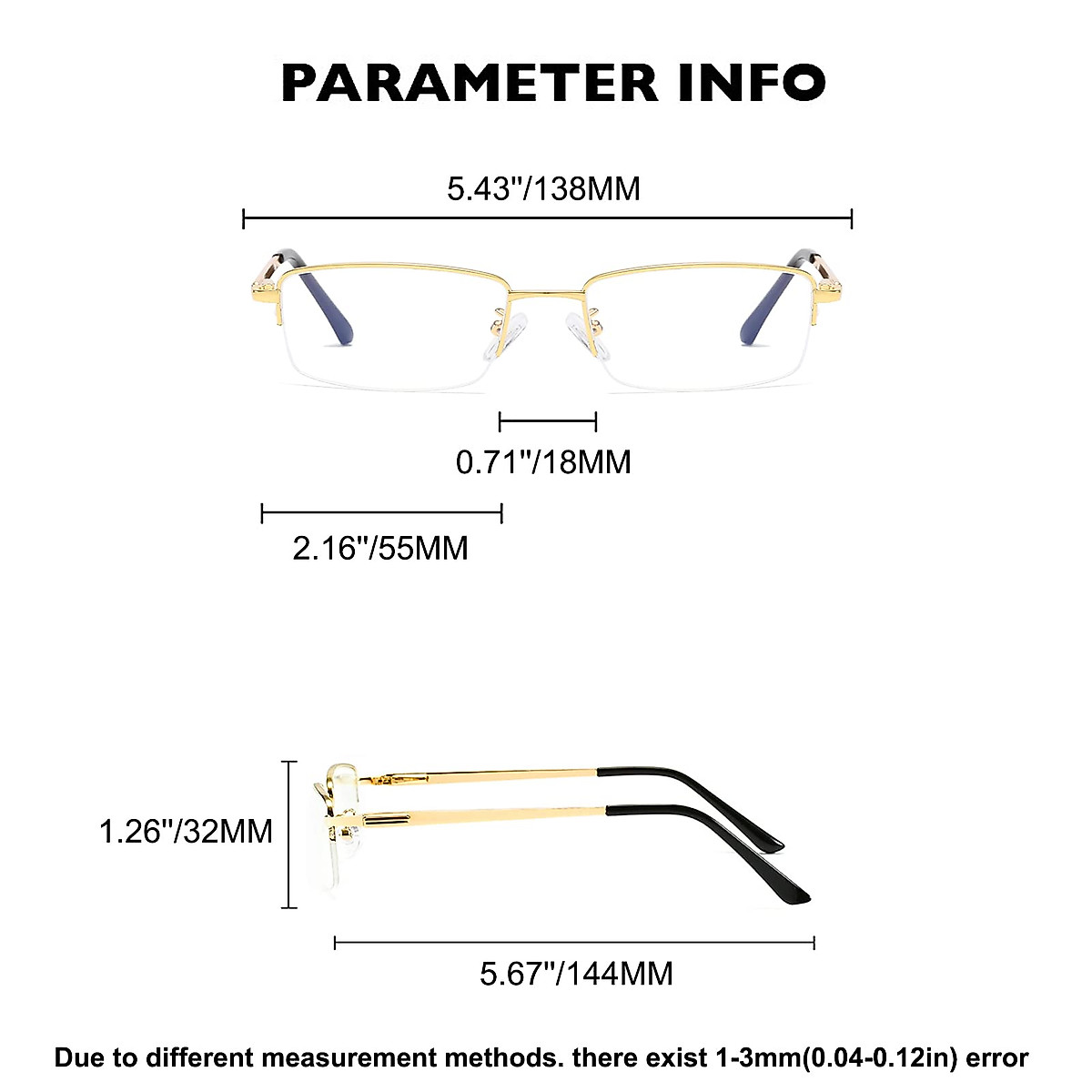 QECEPEI Half Rimless Metal Eyewear Frames Blue Light Blocking Transparent Lens Business Glasses, Shiny Silver