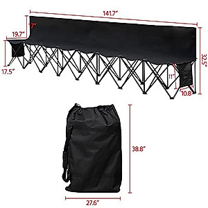 Topeakmart Summer Patio Chair Oxford 8 Seats Bench Sport Sideline Bench Bleachers Foldable & Portable Deck Chairs