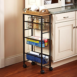 The Lakeside Collection Slim Rolling Kitchen Shelf-Kitchen Shelf