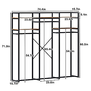 soges Garment Racks with 2 Tiers Shelves 3 Rod Clothes Rack FreeStanding Rack Organizer Storage for Hanging Clothes and Storage