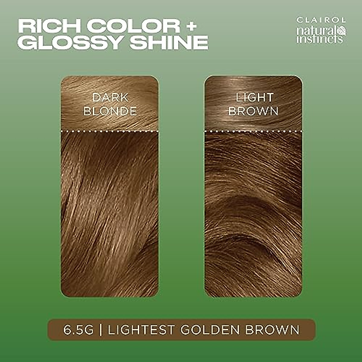Clairol Natural Instincts Demi-Permanent Hair Dye, 6.5G Lightest Golden Brown Hair Color, Pack of 3