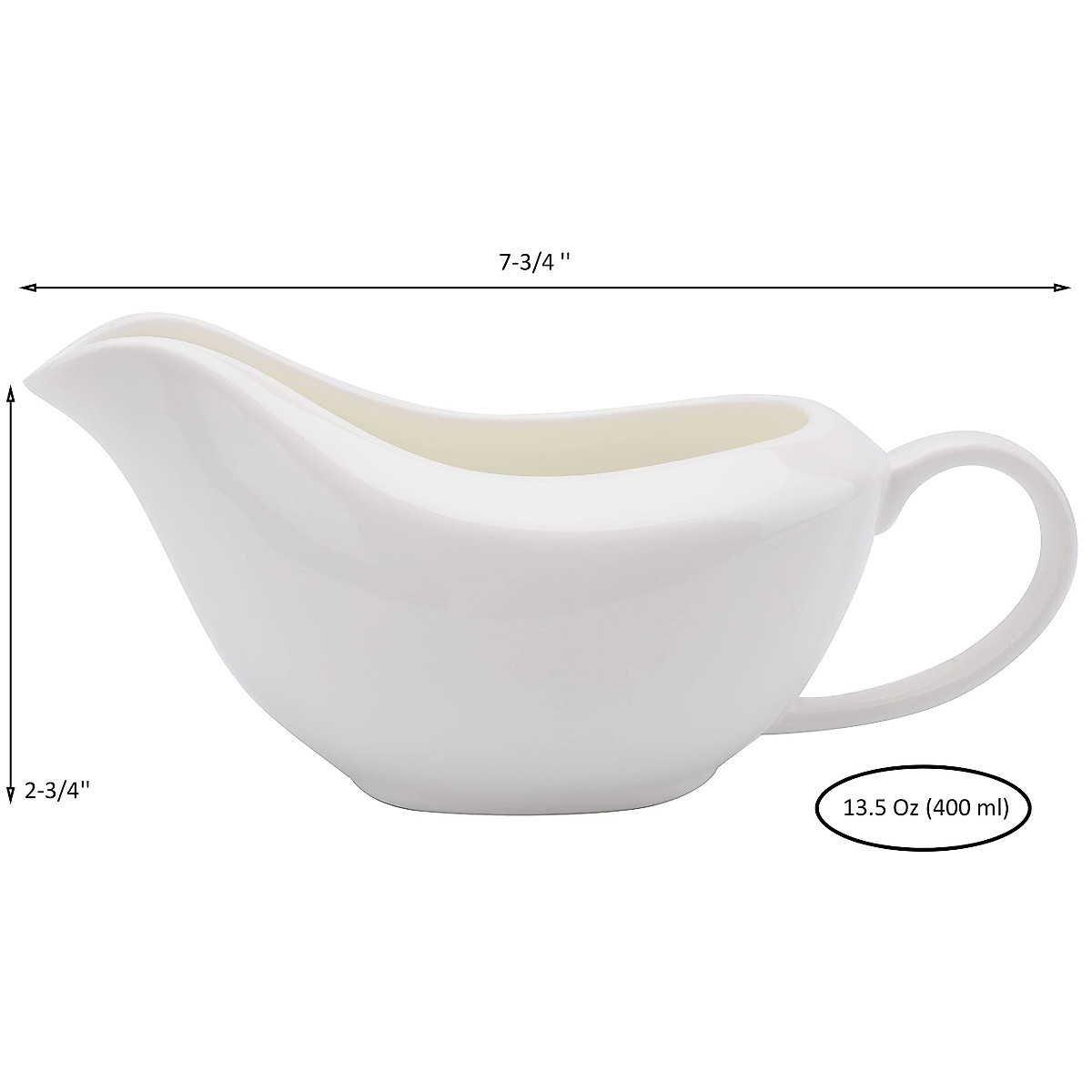 Yesland Gravy Sauce Boat with Saucer Stand -13.5 Oz Fine White Ceramic Gravy Boat for Dining, Holiday Meals & Parties