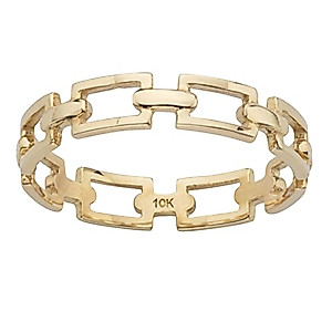 PalmBeach 10K Yellow Gold Stackable Link Ring (4mm) Sizes 6-10 Size 6