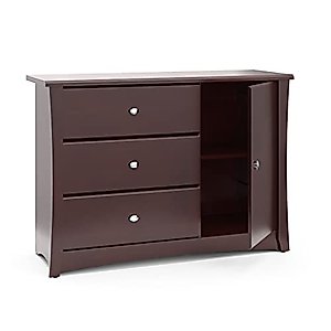 Storkcraft Crescent 3 Drawer Combo Dresser (Espresso) – Baby and Kids Bedroom Organizer, Nursery Chest, Storage Dresser With Drawers, Universal Design