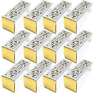 KYMY Diwali Treat Boxes, 12pcs Happy Diwali Goodie Candy Silver Color Gift Boxes for Snack Sugar Chocolate, India Festival of Lights Gift Boxes, Diwali Decorations for India Festival Party Favor