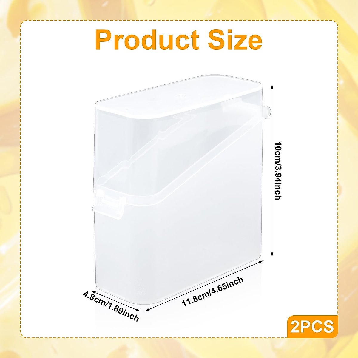 PEUTIER 2pcs Cheese Storage Containers, Plastic Cheese Slice Container with Flip Lid Cheese Slice Holder for Fridge Cheese Storage Box for Butter Block Cheese Slices (Transparent)