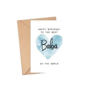 MoltDesigns Happy Birthday To The Best Baba In The World Card - Baba Birthday Card - Baba Card - Father's Day Gift - Happy Birthday Card