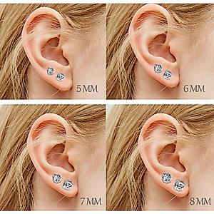 ADAIER 2 Pairs Stainless Steel Magnetic Stud Earrings for Men Women Non-piercing CZ Hypoallergenic 8MM (SE-21) (2 pairs 6mm silver)