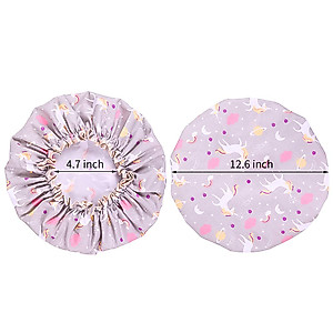 Shower Cap Microfiber Bath Cap - Shower Bonnet Designed for Women and Girls Waterproof Caps Reusable Double Layer Bath Accessories (4 Pack)