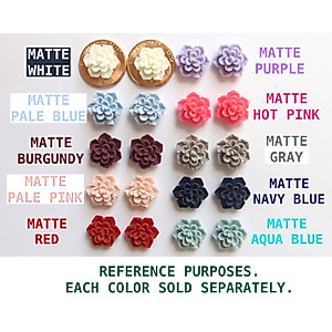 Titanium Succulent Earrings Hypoallergenic Cadmium & Nickel Free Posts - 3D Plastic 13mm Handmade Stud Earrings for Sensitive Ears (Matte Aqua Blue)