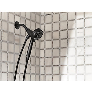 Moen Engage Magnetix Matte Black 3.5-Inch Six-Function Detachable Handheld Showerhead with Magnetic Docking System, 26100BL