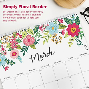S&O Vertical Floral Wall Calendar from Jan 2023-Jun 2024 - Tear-Off Monthly Calendar - 18 Month Academic Wall Calendar 2023-2024 - Hanging Calendar to Track Anniversaries & Appointments - 10.5x13.5”in