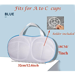 3 Pcs Lingerie Bag Underwear Bra Washing Bags Set for Washing Machine With Zipper Women Delicates，Bra Washing Bags for Laundry -bule(A to C Cups)