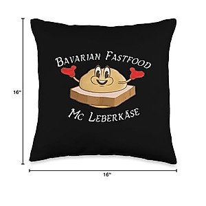 Tolles und Inovatives Design von EDEL-Designe Bayerisches Fastfood Mister MC Leberkäse Throw Pillow, 16x16, Multicolor