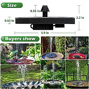 Mademax Solar Fountain, Upgraded Solar Bird Bath Fountain with 4 Easy Install Nozzle and Fixer, Solar Powered Fountain Pump for Bird Bath, Garden, Pond, Pool, Fish Tank, Outdoor