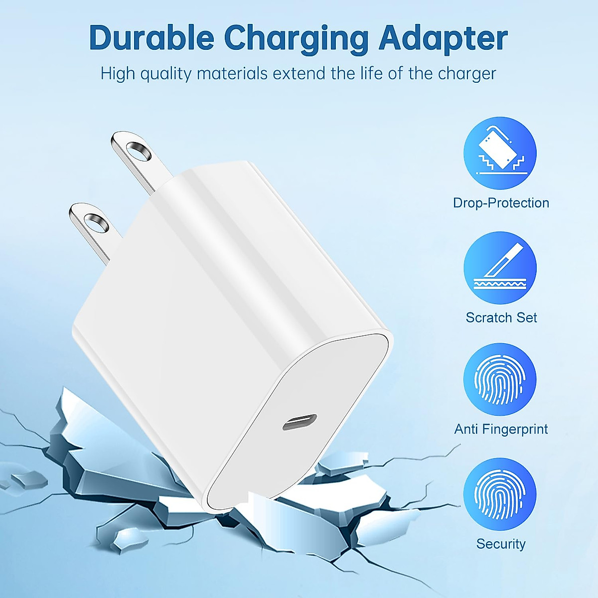 iPhone Fast Charger Block & 10ft Cable - 3 Pack