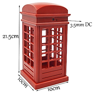 Anten Telephone Booth Vintage London Designed USB Charging LED Night Lamp Touch Sensor Table Desk Light Touch Panel Power-Saving Light Bedside Lamp