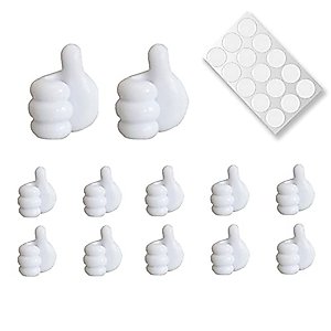 TAOXPING 12Pcs Creative Silicone Thumb Wall Hook - Multifunction Adhesive Cable Clip ，Self Adhesive Thumb Cable Organizer Clips Key Hanger,for Data Cable Earphone Belt hat Key Storage-White