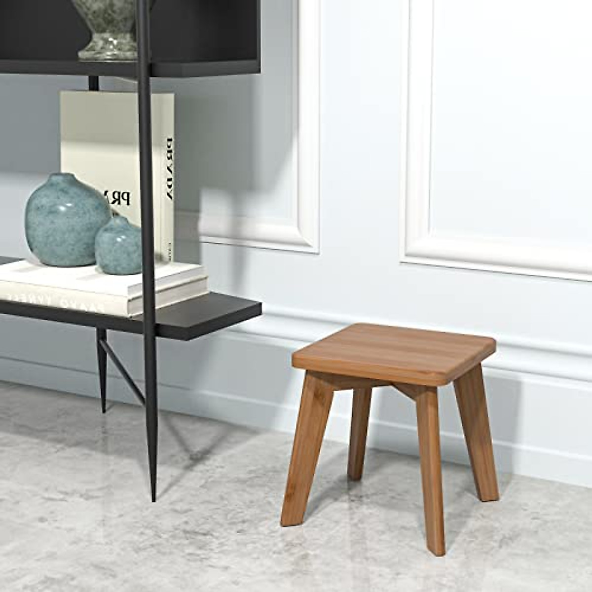 Step Stool Kitchen Bathroom Bedroom for Kids and Adults Wooden Foot Rest Stools Sturdy Bamboo Wood One Small Stool 10 inch