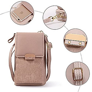 Tingya Small Crossbody Bag Cell Phone Purse Wallet with Credit Card Slots for Women (Apricot