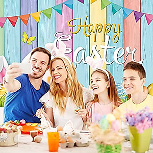 Easter Garage Door Decoration Happy Easter Garage Door Banner Large Easter Bunny Egg Spring Flower Cover Background Decal for Outdoor Indoor Hanging Party Supplies 6 x 13 ft