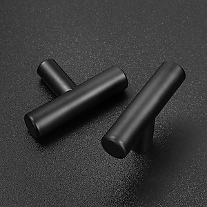 Estmoon 30 Pack Cabinet Knobs Matte Black Drawer Knobs Stainless Steel 2 Inch Overall Length Dresser Knobs for Cabinets Cupboard Bathroom Kitchen Hardware, Single Hole T Bar Knobs