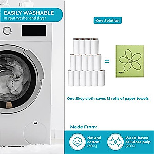 Skoy Cloth Eco-Friendly and Reusable Swedish Dishcloth, for Kitchen and Household Use, Environmentally Friendly, Plastic-Free, Apple Green, 8-Pack