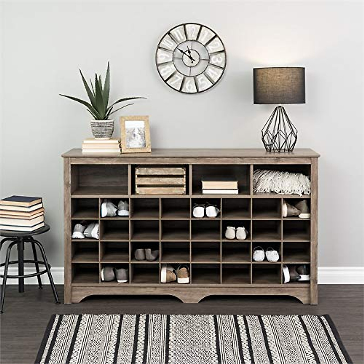 60 inch Shoe Cubby Console, Drifted Gray
