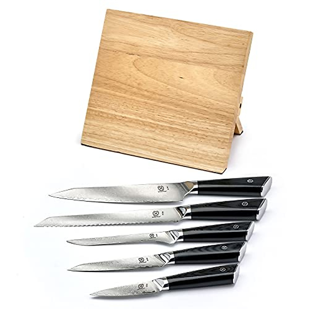 Mercer Culinary Premium Grade Super Steel 6-Piece Knife Set with Magnetic Rubberwood Stand, G10 Handles