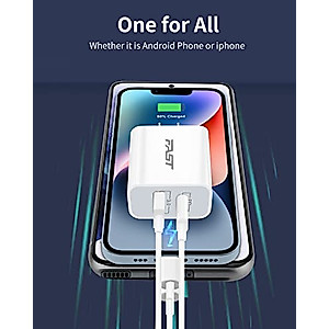 Power-7 USB C Wall Charger, 3-Pack 20W 2Port Fast USBC Charger Block Plug PD Power Adapter Type C Charging Box Brick Cube for iPhone 14 13 12 Pro Max Mini 11 SE XS XR X, Pad, Samsung, Tablet, Android