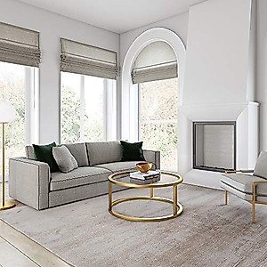 Parker 35'' Wide Round Coffee Table in Brass