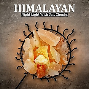 Natural Himalayan Salt , Tall Round Metal Basket lamp with Dimmer Switch | 8-10 lbs