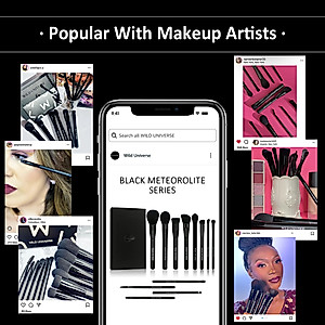 Makeup Brushes 12Pcs Makeup Brushes Set Professional, Premium Synthetic Kabuki Foundation Powder Contour Blush Concealer Eyeshadow Blending Highlighter Eyeliner Eyebrow Makeup Brush (Black)