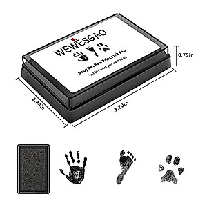 WEWESGAO Ink Pads for Baby Footprints and Pet Paw Print kit,Non-Toxic and Acid-Free Ink, Easy to Wipe and Wash Off Skin, Smudge Proof,Baby Footprint Kit,Long Lasting Keepsakes(Black)