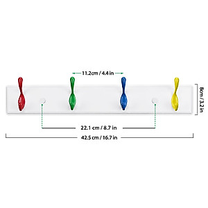 Wall Mount Coat Rack, Kids Mounted Organizer for Closet, Bathroom, Bedroom, Entryway, Hallway, Foyer, Heavy Duty Double Hooks Hanging Towels, Hats, Bags, Backpacks, Jackets, Keys (Mix4, 4 Hooks)