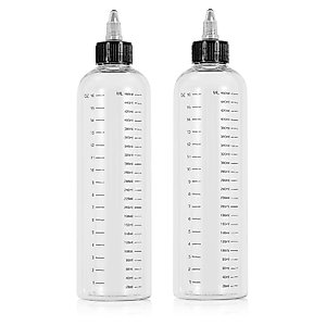 driew Applicator Bottles for Hair, 16.9oz Hair Squeeze Bottle Twist-On Top Tip Cap with Ratio Graduated Scale Color Applicator Bottle Hair Dye Bottle Pack of 2