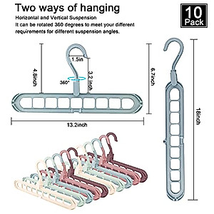 Magic Space Saving Clothes Hangers 10 Pack Cascading Hanger 9 Slots Closet Organizer Space Saver for Heavy Clothes (10)