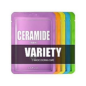 LAPCOS Derma Care Sheet Mask Set, Daily Skincare Face Masks, Protect & Nourish for Glowing Skin, Korean Beauty Favorite, Variety 5-Pack