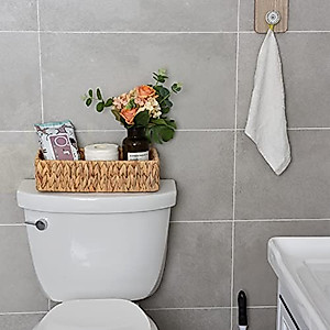 StorageWorks Water Hyacinth Basket for Toilet Paper, Wicker Baskets for Storage with Built-in Handles, 14 ¼"L x 6 ½"W x 3 ¾"H