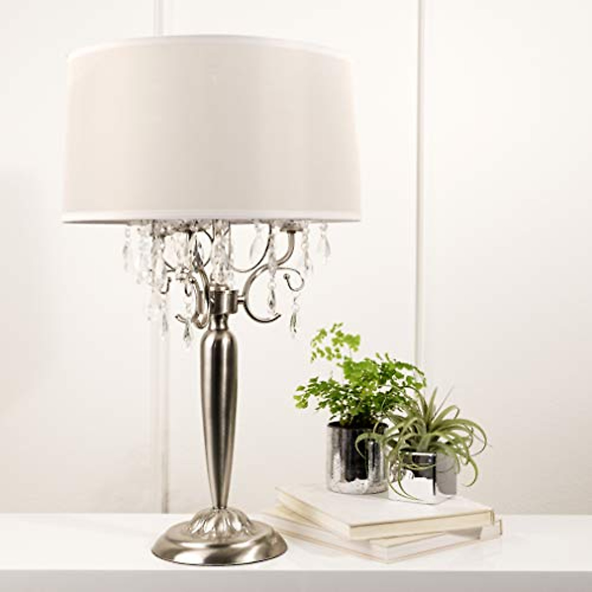 Ok Lighting OK-5109T Crystal Silver Table Lamp, 16" x 16" x 30"