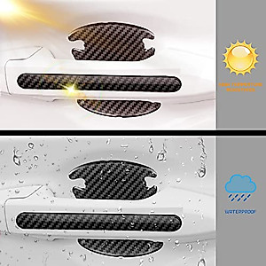Grafken 8Pcs Universal 3D Carbon Fiber Car Door Handle Sticker Scratches Protective Films, Self-Adhesive Car Door Bowl Protection Stickers Fit All Car Models, black, M