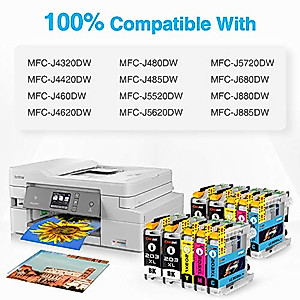 ONEINK Compatible Ink Cartridges Replacement for Brother LC203 XL LC203XL LC201 XL LC201XL for Brother MFC-J480DW J485DW J680DW J885DW J4420DW J4620DW J5620DW Printer, 10 Packs (4BK/2C/2M/2Y)