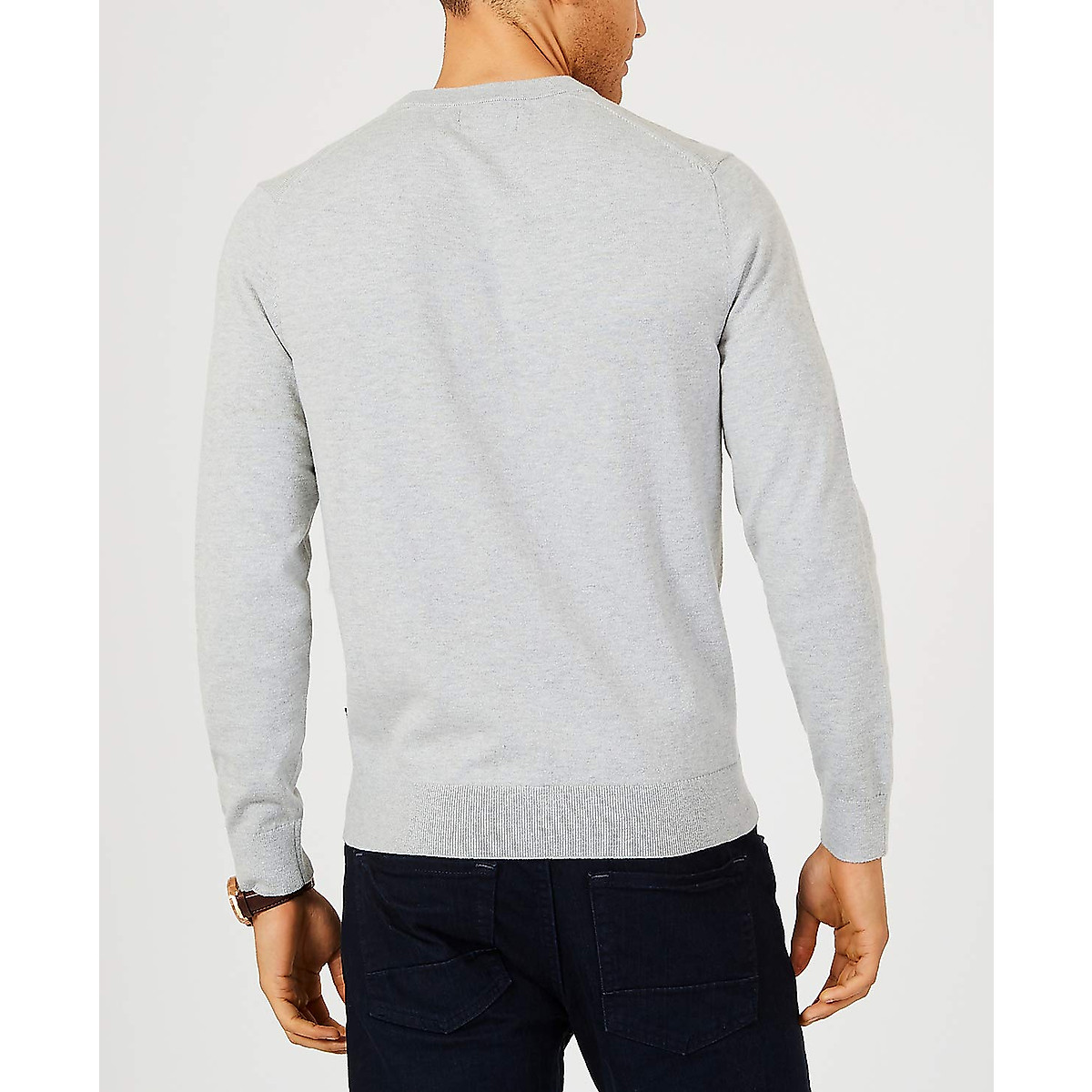 Nautica Men's Classic Fit Soft Lightweight Jersey V-Neck Sweater, Grey Heather, Large