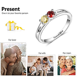 Personalized Mothers Rings with 2/3/4 Simulated Birthstones Custom Mother Daughter Ring Jewelry for Women Engagement Wedding Promise Rings for Her (2 stones, 8)