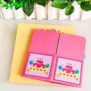 Get Your Merch 3D Popup Happy Birthday Card, Ideal for Sharing a Birthday, Sending a Congratulations, Greeting Card with Envelope and Unique Design- Pink
