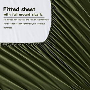 Homiest Extra Deep Pocket Cal King Size Sheets Set, 6 Pieces Soft Olive Green Sheets 18-24 Inch Deep Pocket Bed Sheets, Hotel Luxury 1800 Thread Count Microfiber Bed Set Fits Ultra Deep Mattress